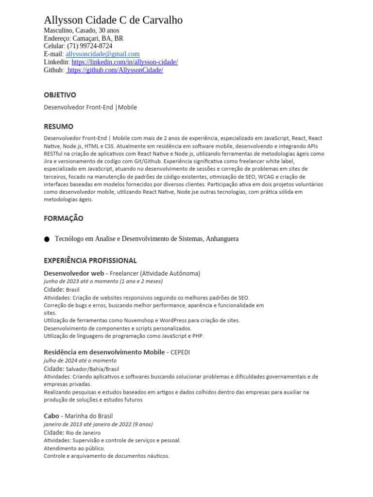 Allysson Cidade FrontEnd | PDF | Script Java | Rede de computadores