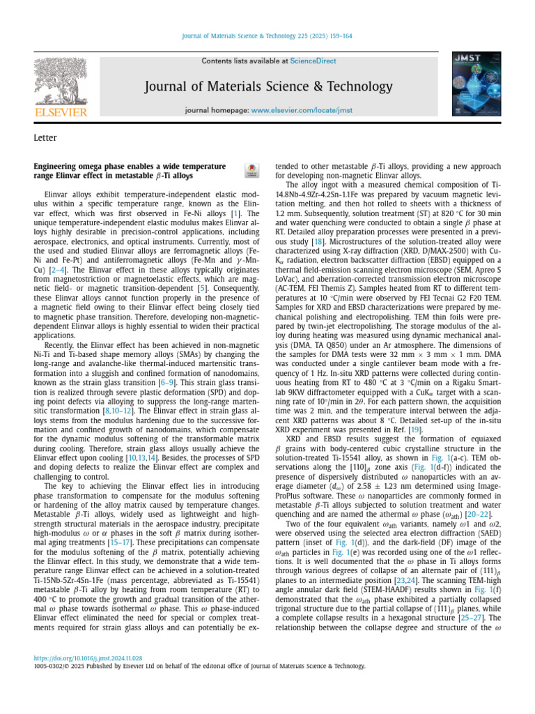 Engineering Omega Phase Enables A Wide Temperature - 2025 - Journal of ...