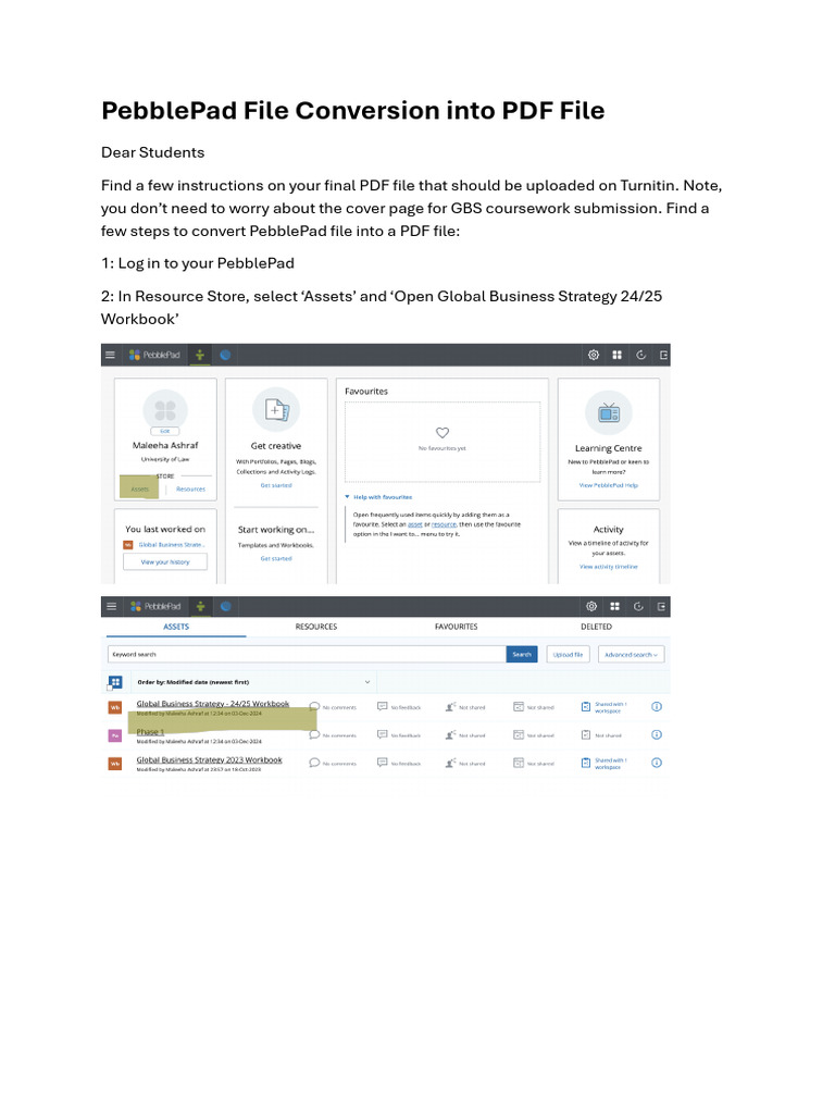 PebblePad File Conversion Into PDF | PDF