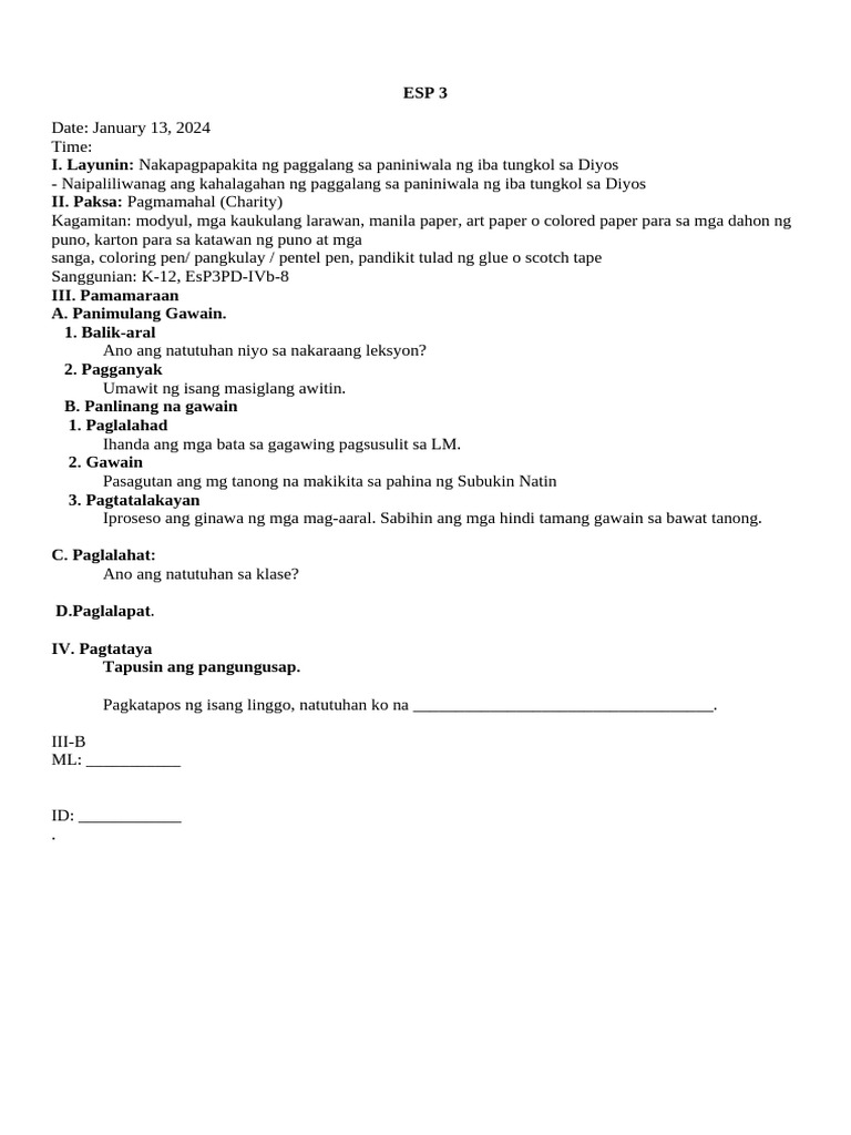 Third Quarter Lesson Plan Grade 3 | PDF