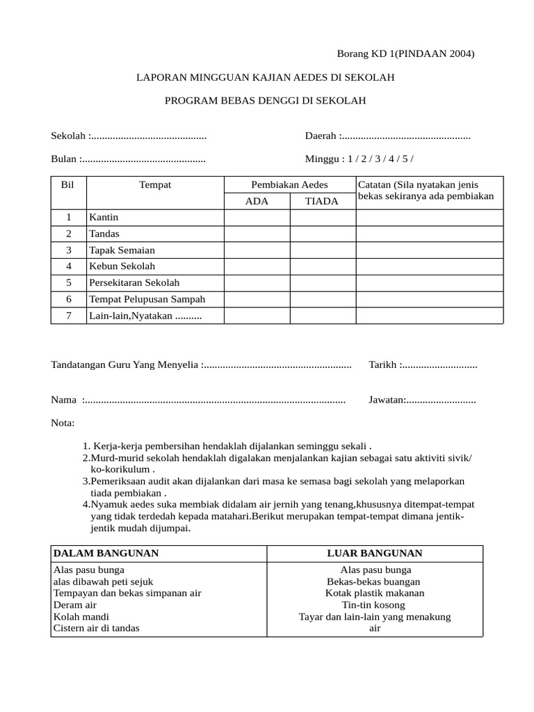 Borang KD Aedes | PDF