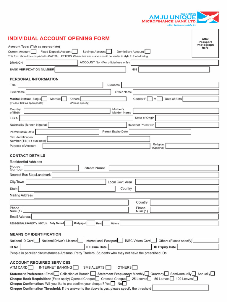 Individual Account Opening Form | PDF