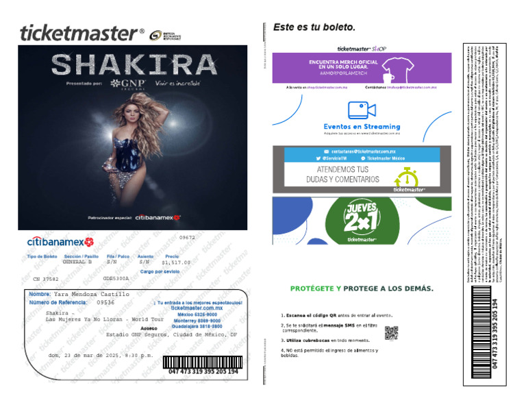 Shakira Sección GENERAL B (65426) | PDF