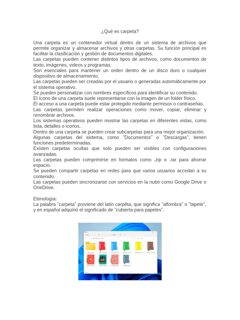 Definición y funciones de carpetas | PDF | Archivo de computadora ...