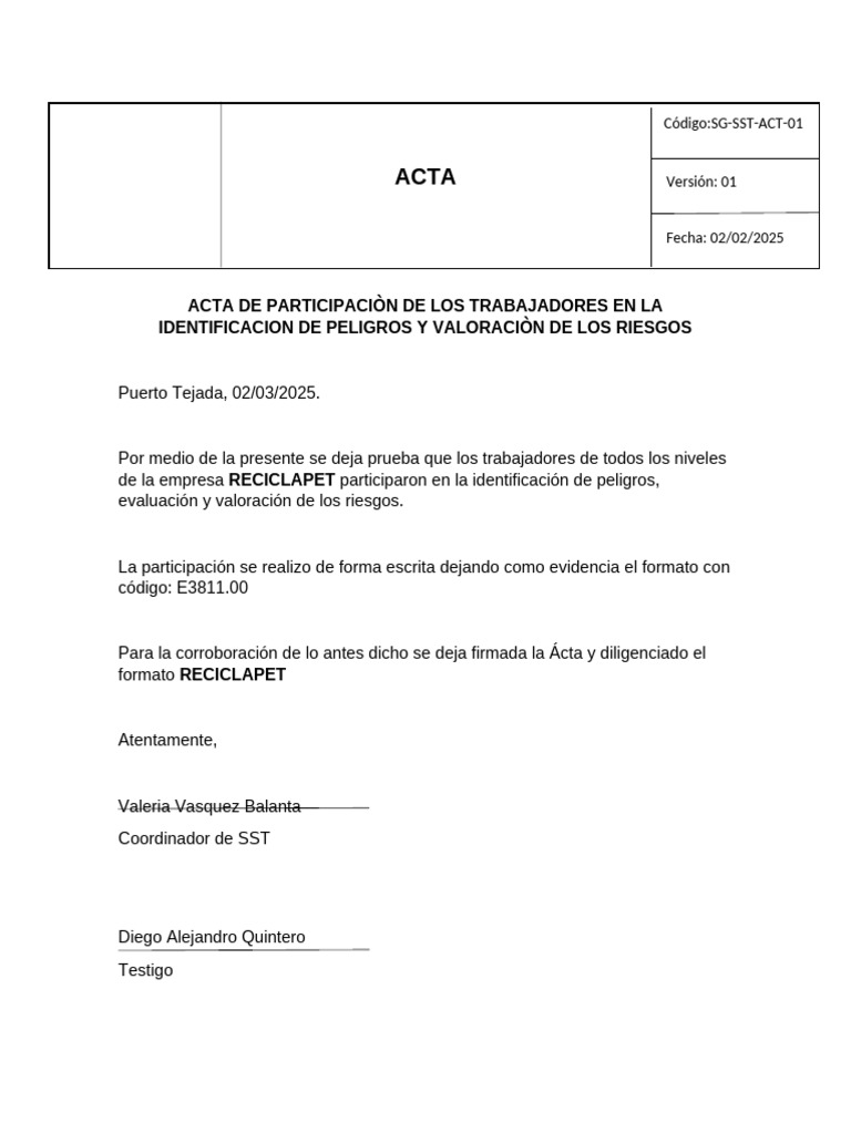 Acta de Asistencia | PDF
