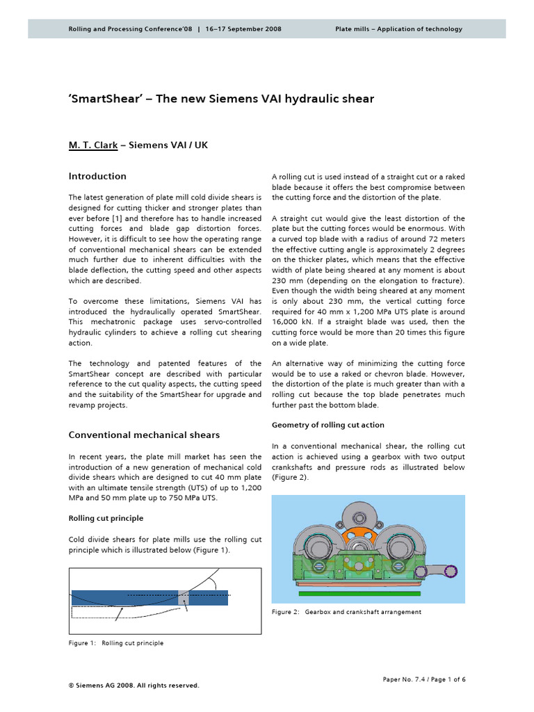 SmartShear The New Siemens VAI Hydraulic Shear | PDF | Acceleration ...