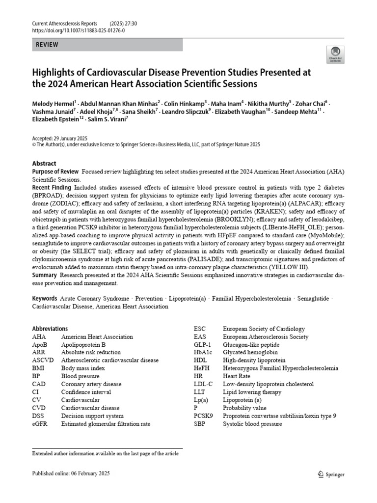 2024 AHA Cardiovascular Research Highlights | PDF | Cardiovascular ...