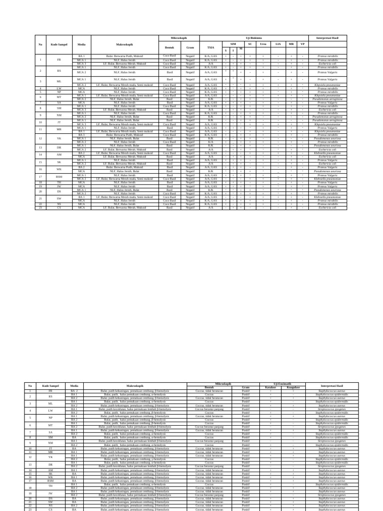 Lampiran Master Tabel | PDF
