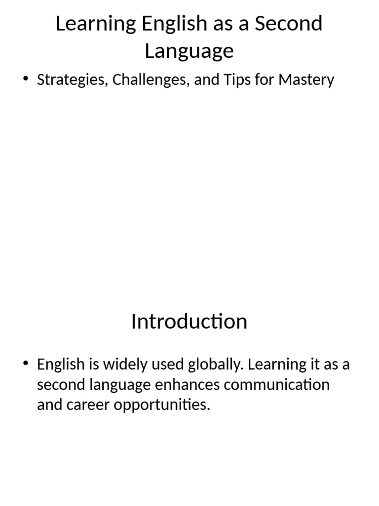 Mastering English as a Second Language | PDF