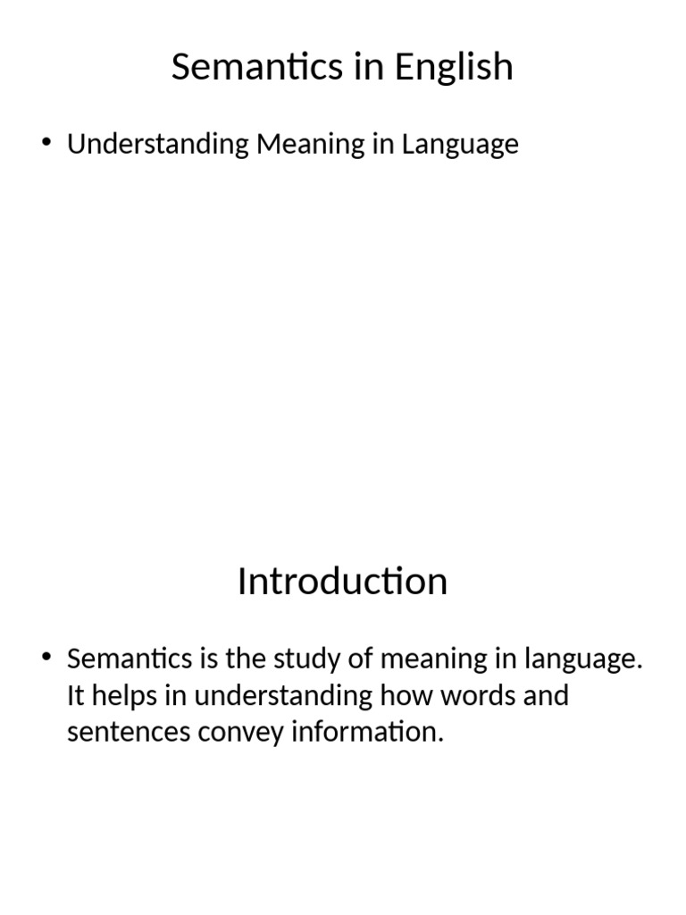 Semantics in English | PDF