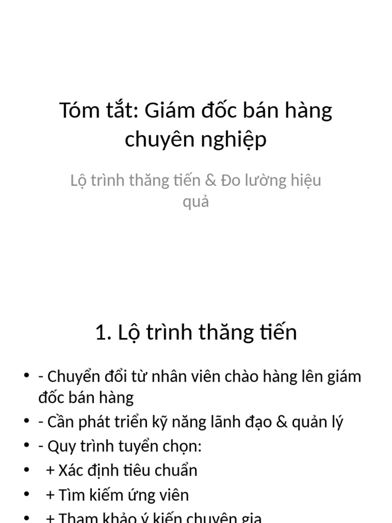 Tom Tat Giam Doc Ban Hang Chi Tiet | PDF