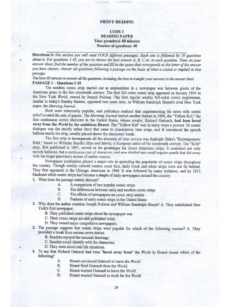 Reading - Vstep - Part 1 Training (Code 01) | PDF