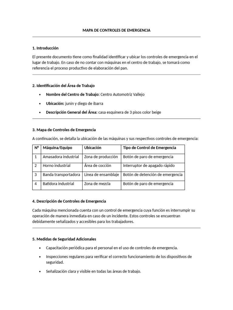 Mapa de Controles de Emergencia | PDF