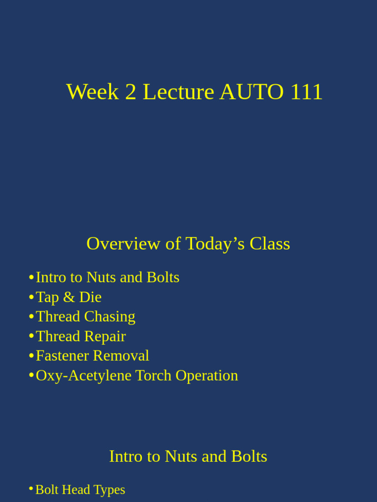 AUTO 111 WK 2 Lecture S24 | PDF