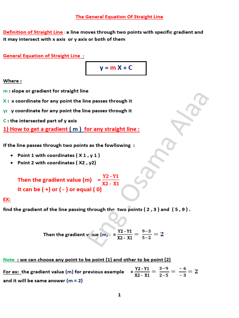 Understanding Straight Line Equations | PDF | Line (Geometry) | Slope