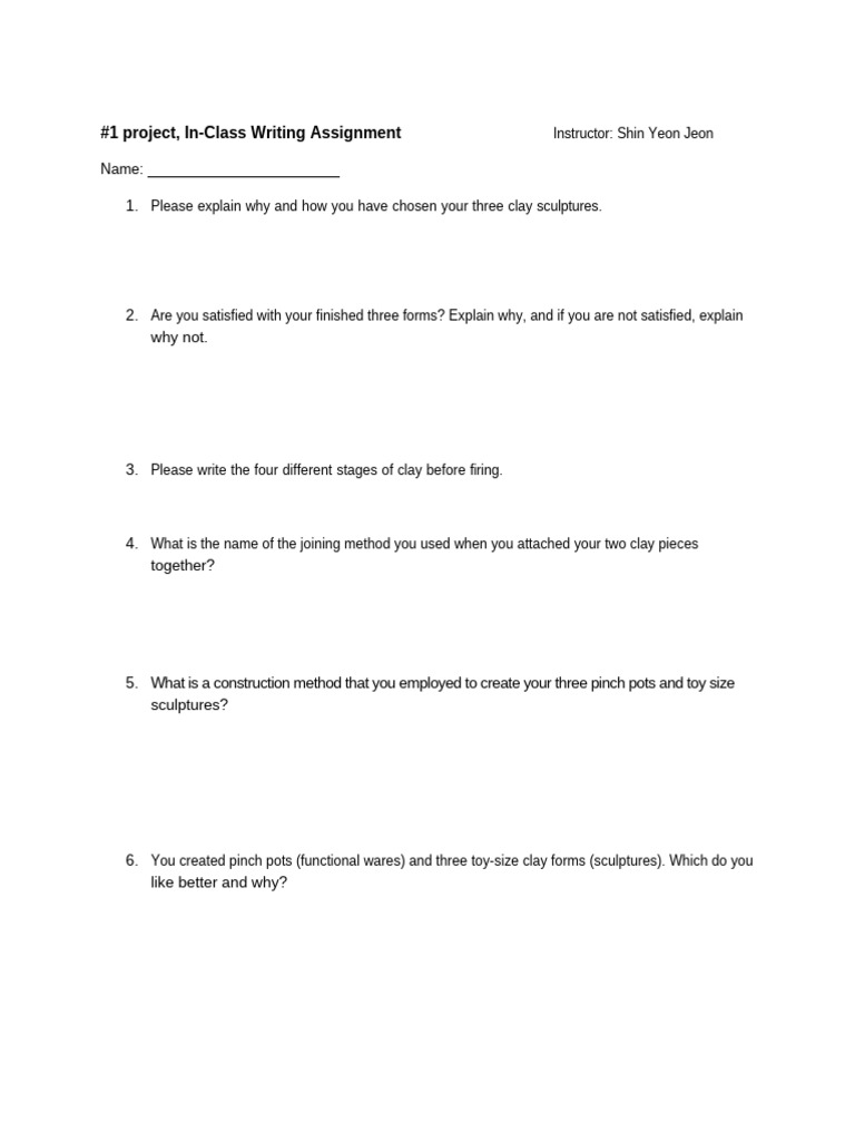 Questionair After Finishing the First Project | PDF