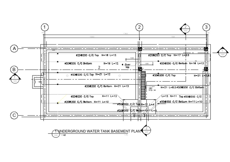 Shop Drowing For Underground Water Tank Basement-Model - 1 | PDF