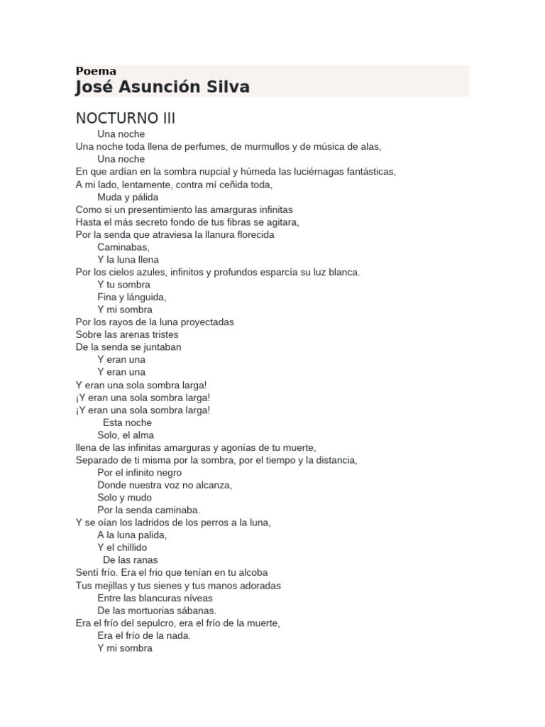 Poemas Nocturnos de José Asunción Silva | PDF