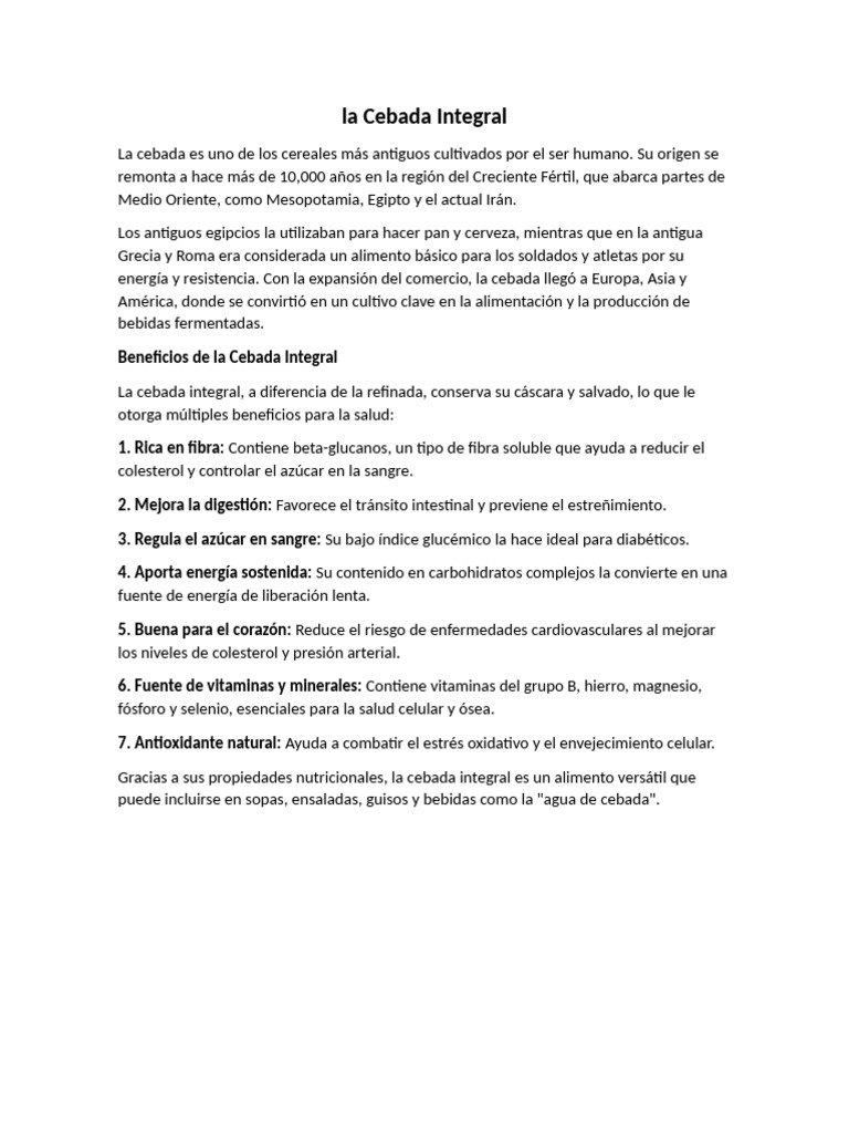 Cebada Integral | PDF