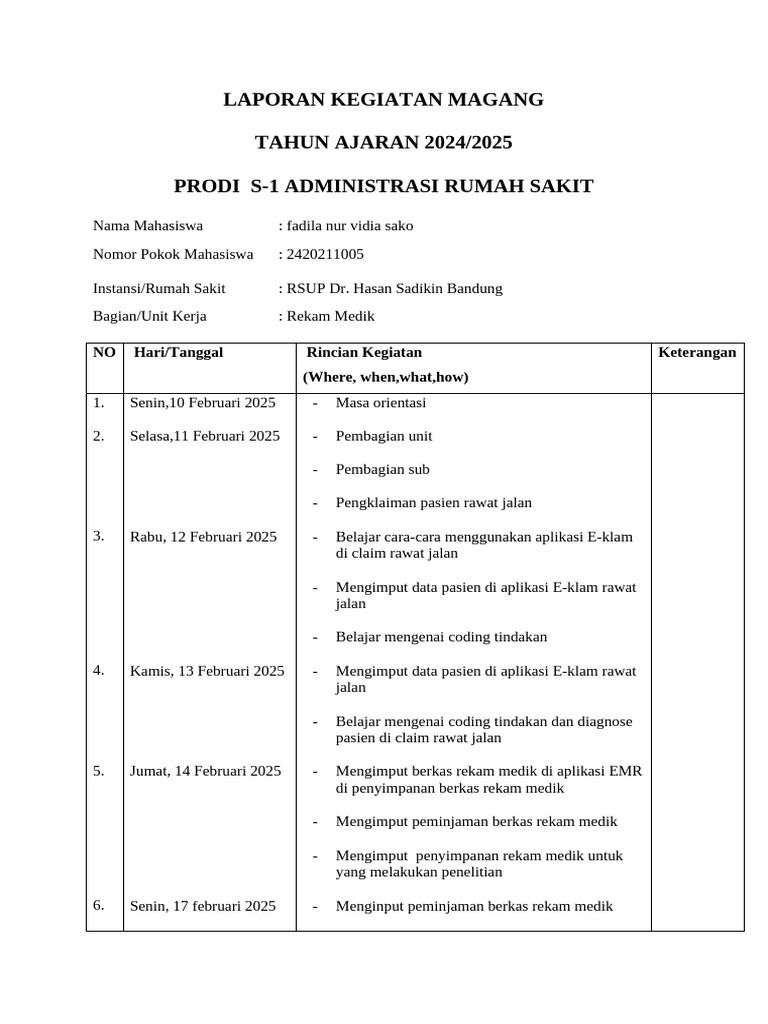 LAPORAN KEGIATAN MAGANG 1 | PDF