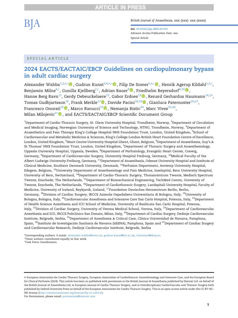 2024 Guidelines on Cardiac Bypass | PDF | Evidence Based Medicine ...