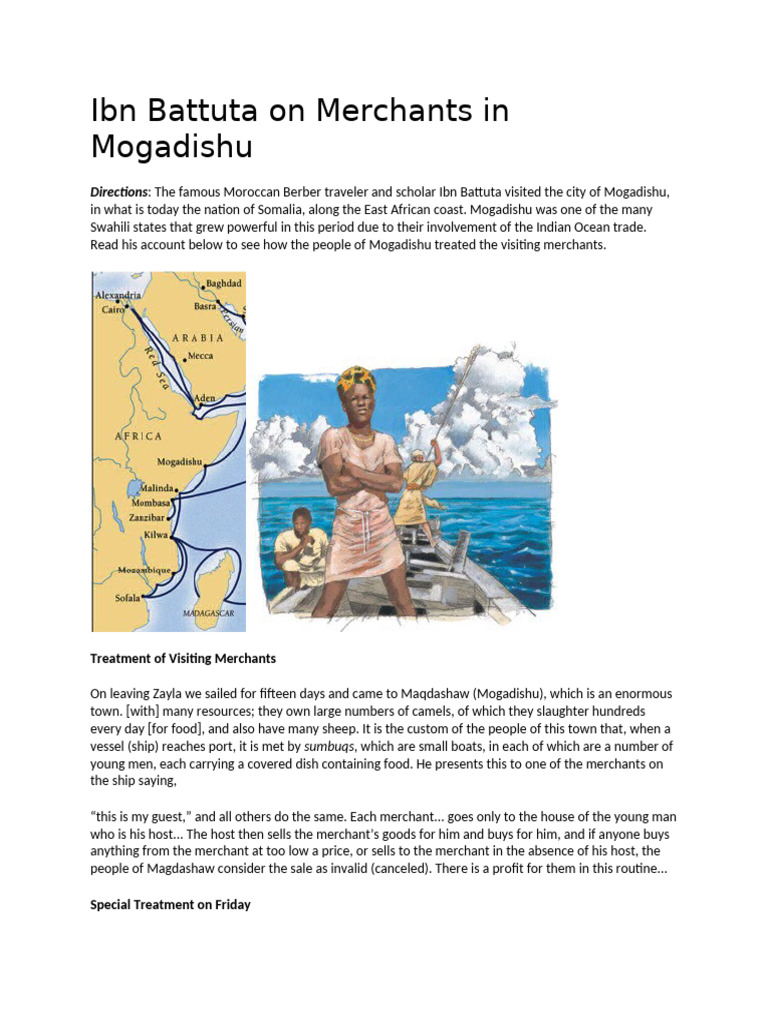 Ibn Battuta's Visit to Mogadishu Merchants | PDF