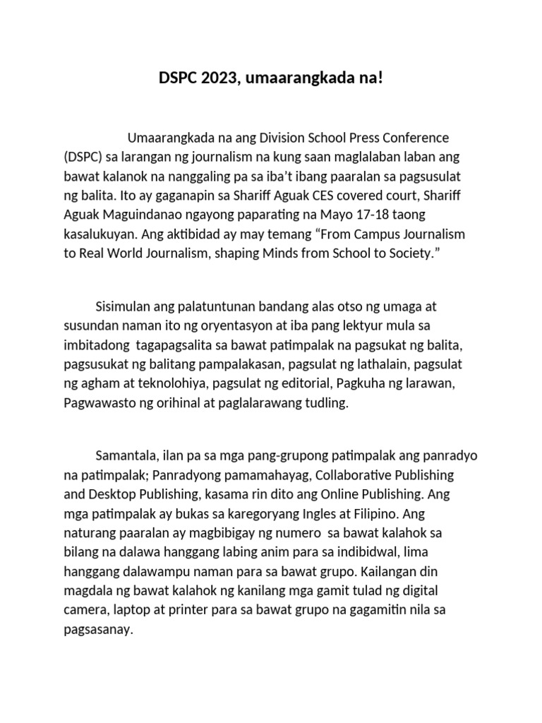 DSPC 2023 Mainit Na Balita | PDF