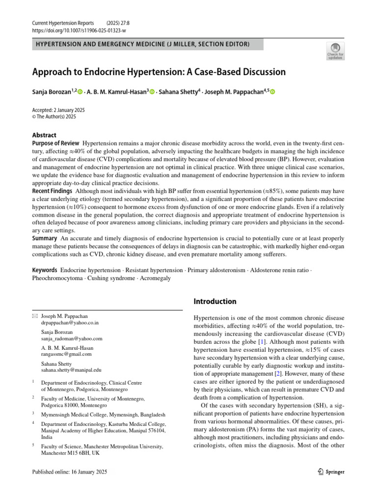 Approach to Endocrine Hypertension a Case-Based Discussion | PDF ...