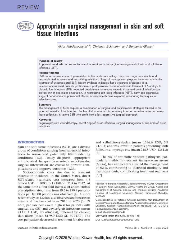 Appropriate Surgical Management in Skin and Soft Tissue Infections ...