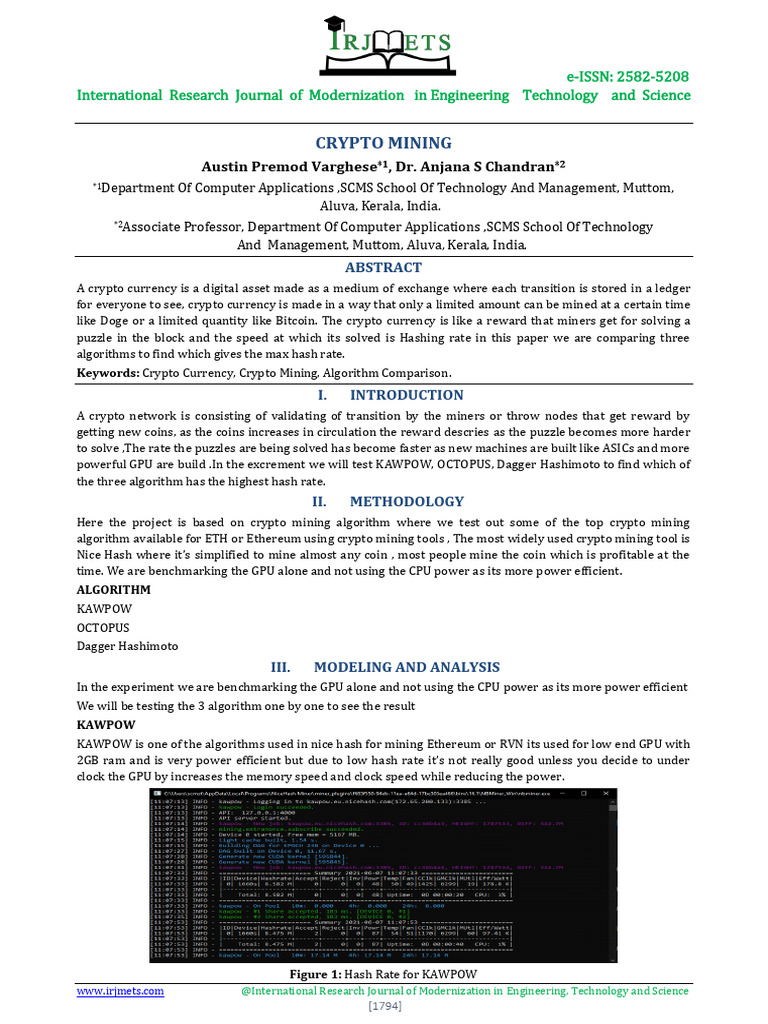 Crypto Mining Algorithms Methodology Research | PDF | Cryptocurrency