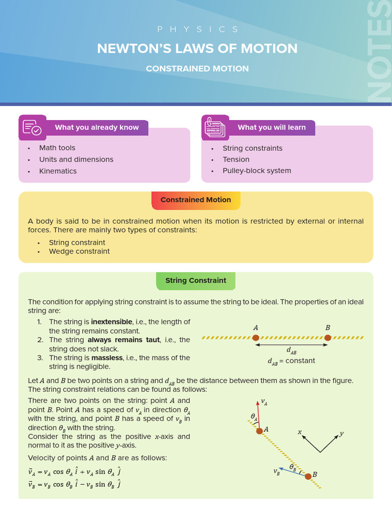 NLM Notes | PDF | Tension (Physics) | Force