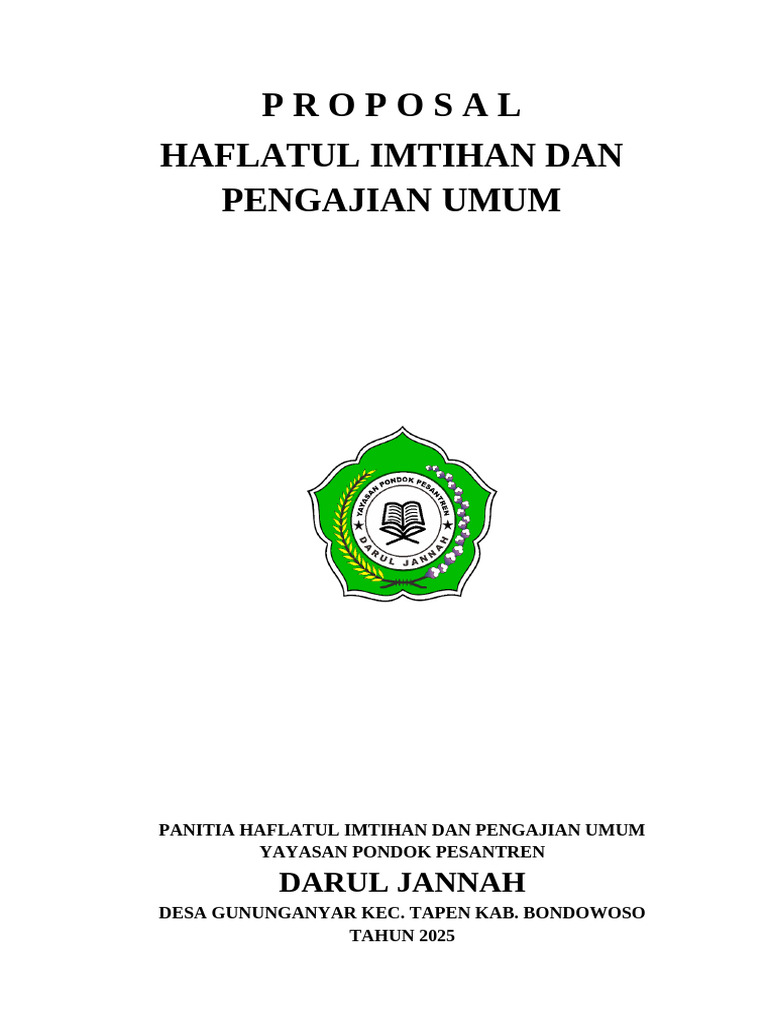 Contoh Proposal Tasyakkur Imtihan Dan Pengajian Umum, Haflah PPDJ | PDF
