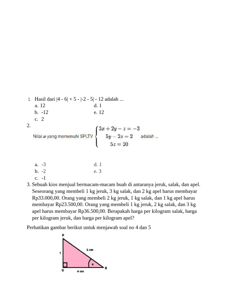 SOAL MATEMATIKA KELAS XII Ujian Akhir | PDF