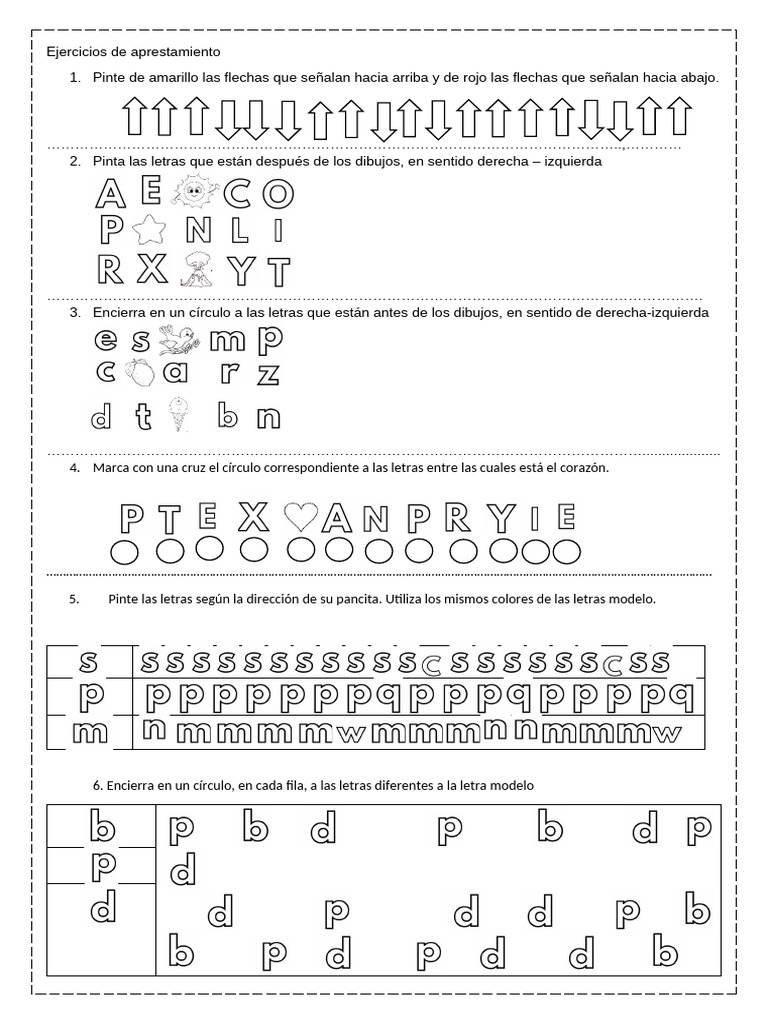 Ejercicios de Aprestamiento Infantil | PDF