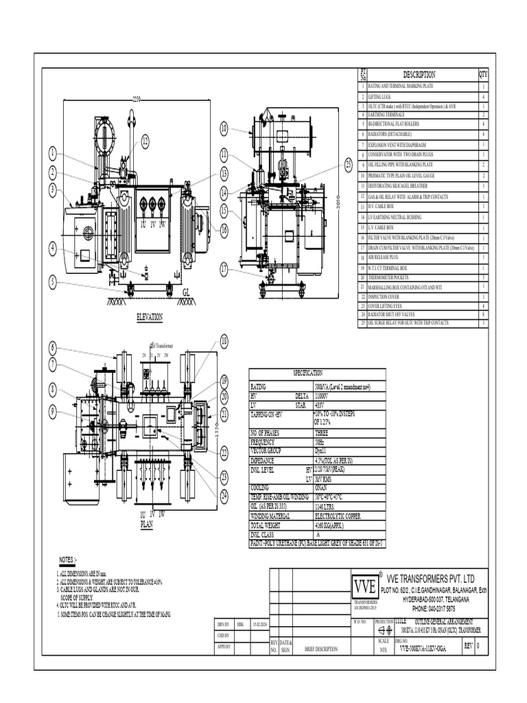 500 Kva OLTC L-2 GA DRG | PDF | Transformer | Electronics