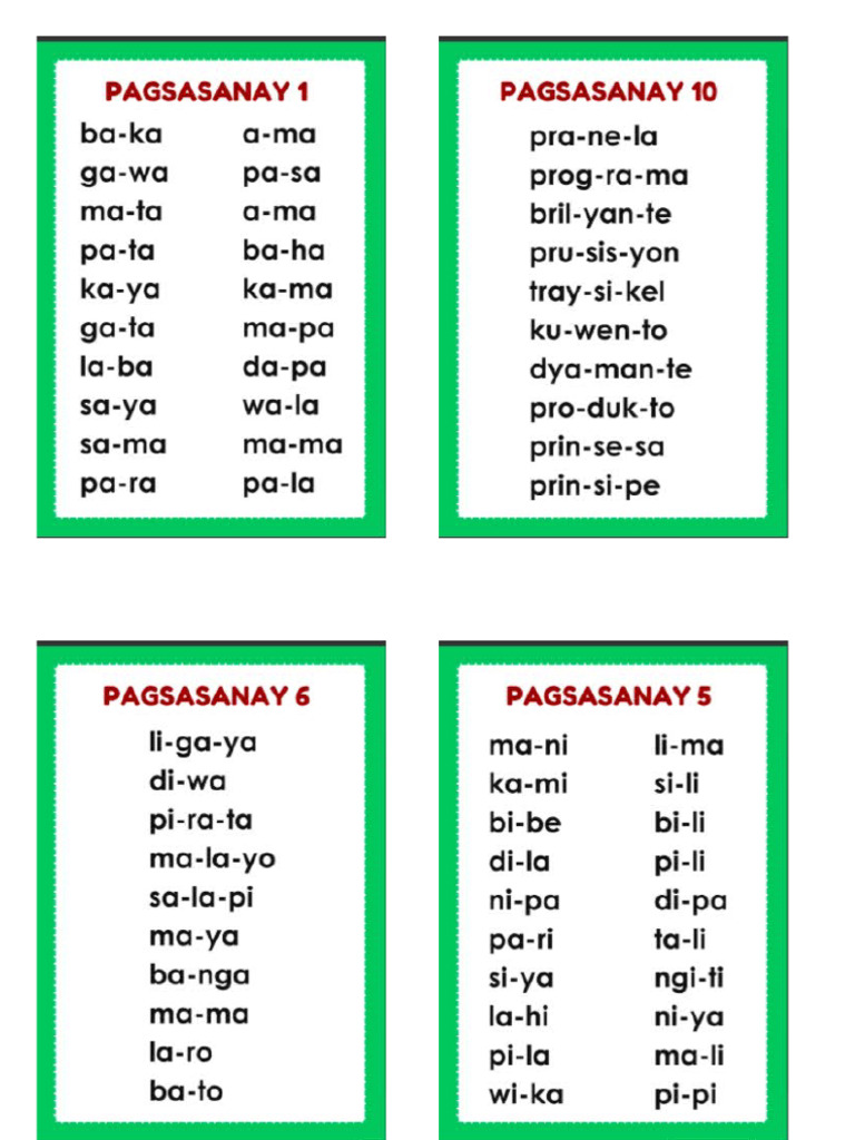 Pagbasa Sa Filipino | PDF
