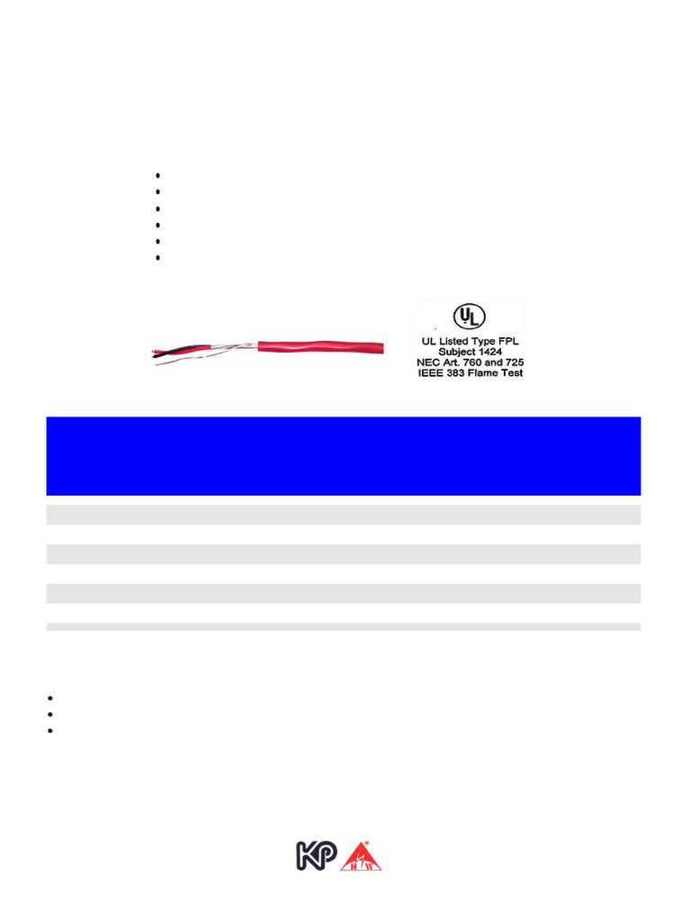 Fire Alarm Cable Specifications & Uses | PDF