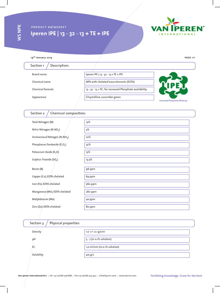 VII TDS EN NPK Iperen IPE 13 32 13 TE IPE v2 | PDF