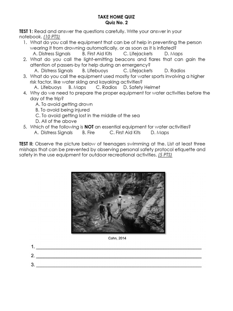 Water Safety Quiz for Outdoor Activities | PDF