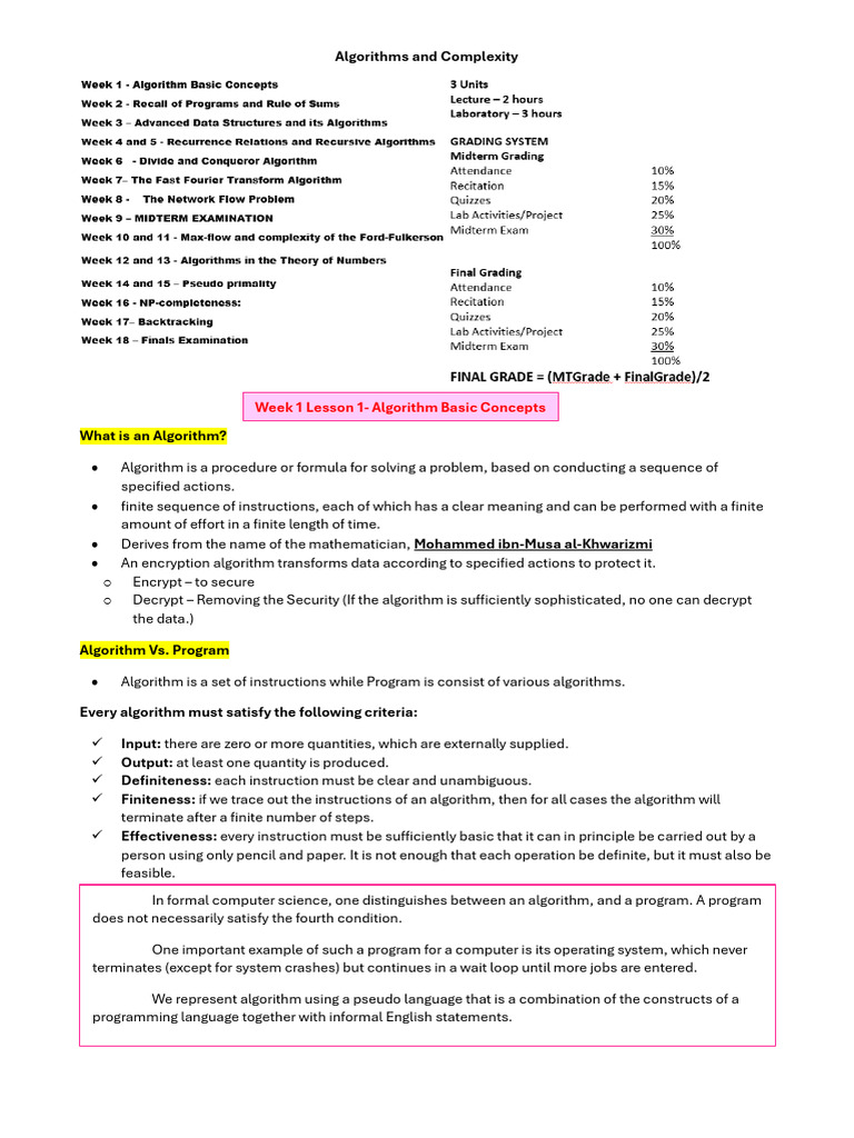 Algorithms Complexity Reviewer Lahat NG Ni Lesson | PDF | Data Type | Boolean Data Type