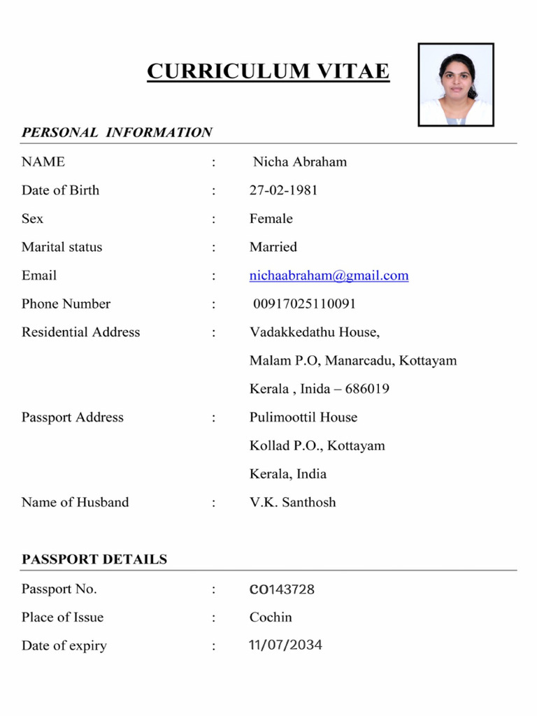 CV Nicha Abraham | PDF