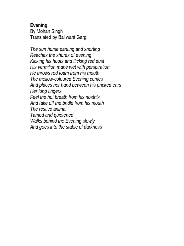 Evening: A Poetic Journey | PDF