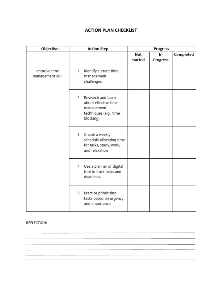 ACTION PLAN CHECKLIST | PDF