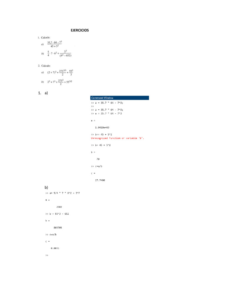 Ejercicios 1 Matlab | PDF