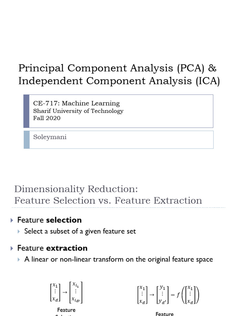 PCA and ICA in Dimensionality Reduction | PDF | Algorithms ...
