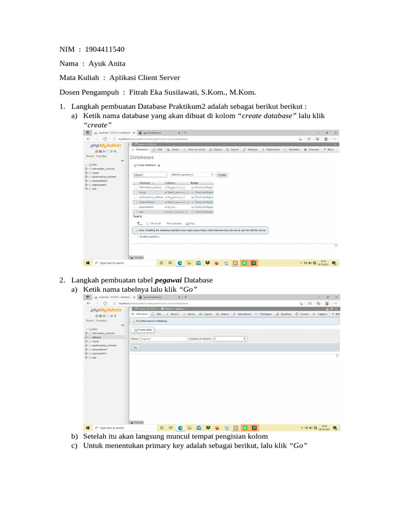 Langkah-Langkah Pembuatan Database | PDF