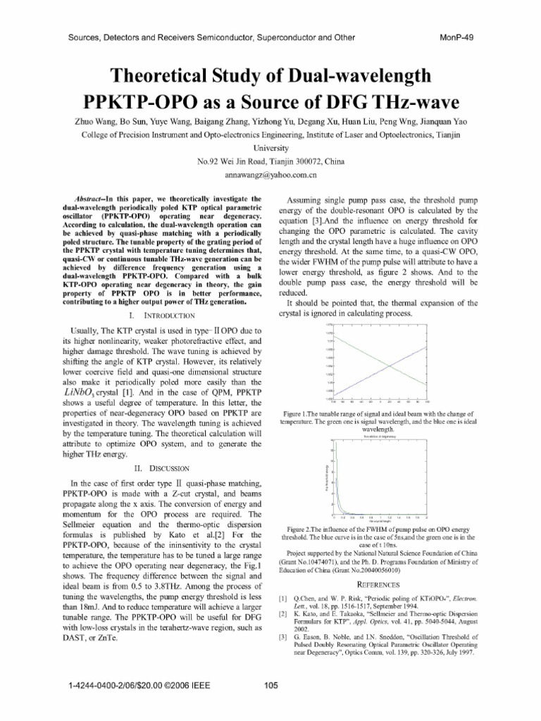 Theoretical Study of Dual-Wavelength PPKTP-OPO As A Source of DFG THz ...