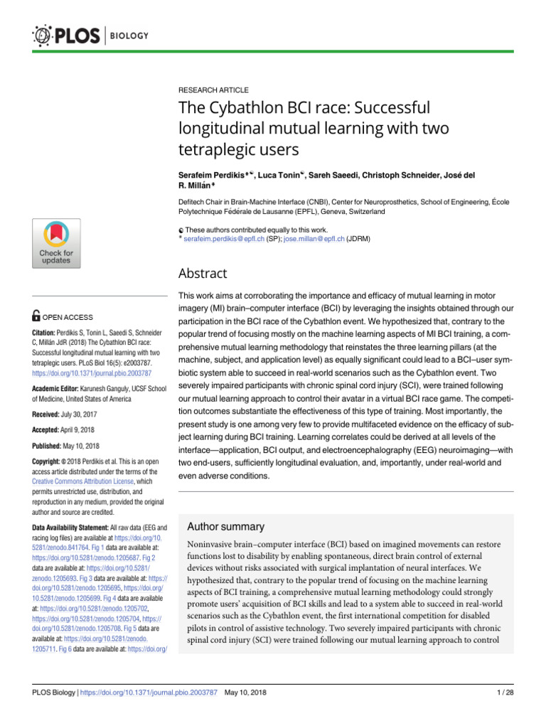 The Cybathlon BCI race- Successful longitudinal mutual learning with ...