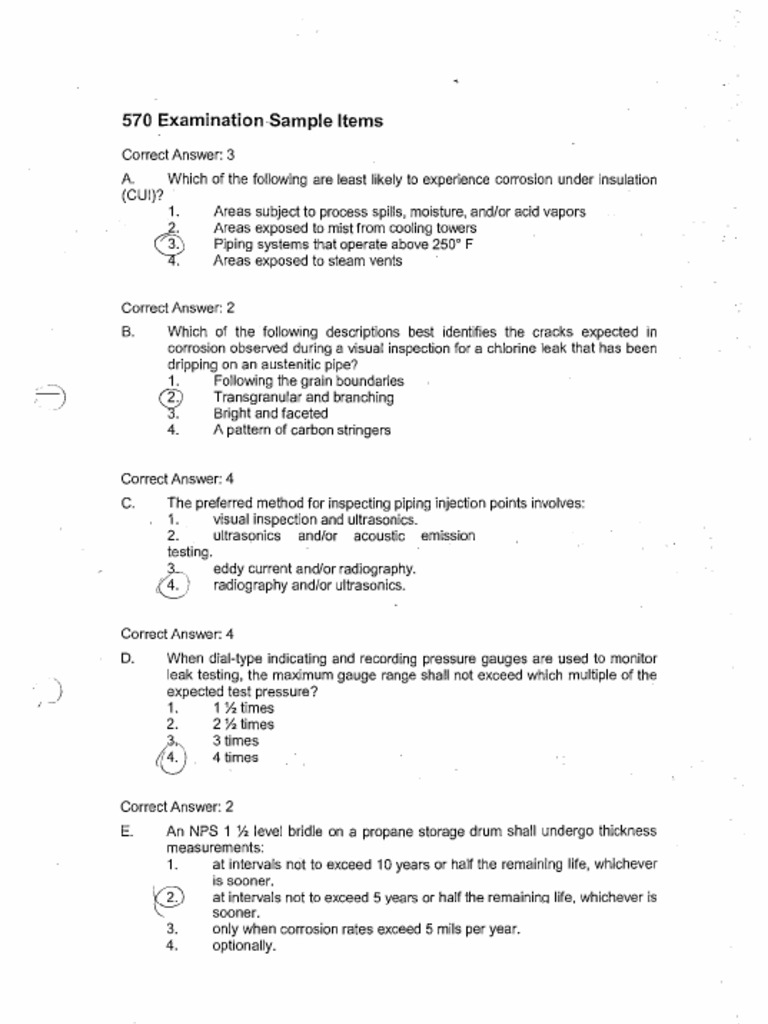 570 Examination Sample Items | PDF