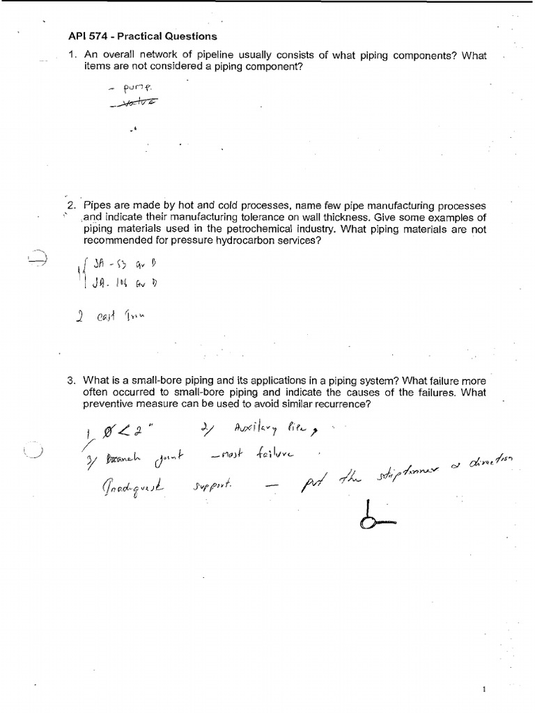 API 574 Practical Questions | PDF | Pipe (Fluid Conveyance) | Hydraulics
